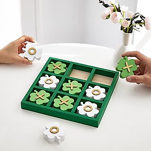 Heart Carpenter St Patrick's TicTacToe Game for Kids and Family Board Games 3D Travel of Living Room Decor and Coffee Top Table Games Decor Family Games Night Classic Board TicTacToe