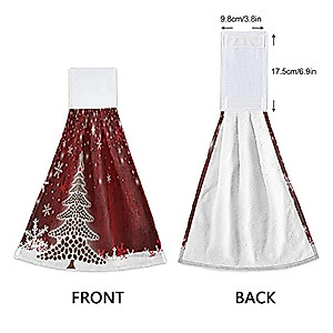 SUABO Christmas Tree Hanging Kitchen Towel 2pcs Home Decorative Tie Towels Soft Hand Towels Loop for Bathroom Farmhouse Housewarming Tabletop, 12x17Inches