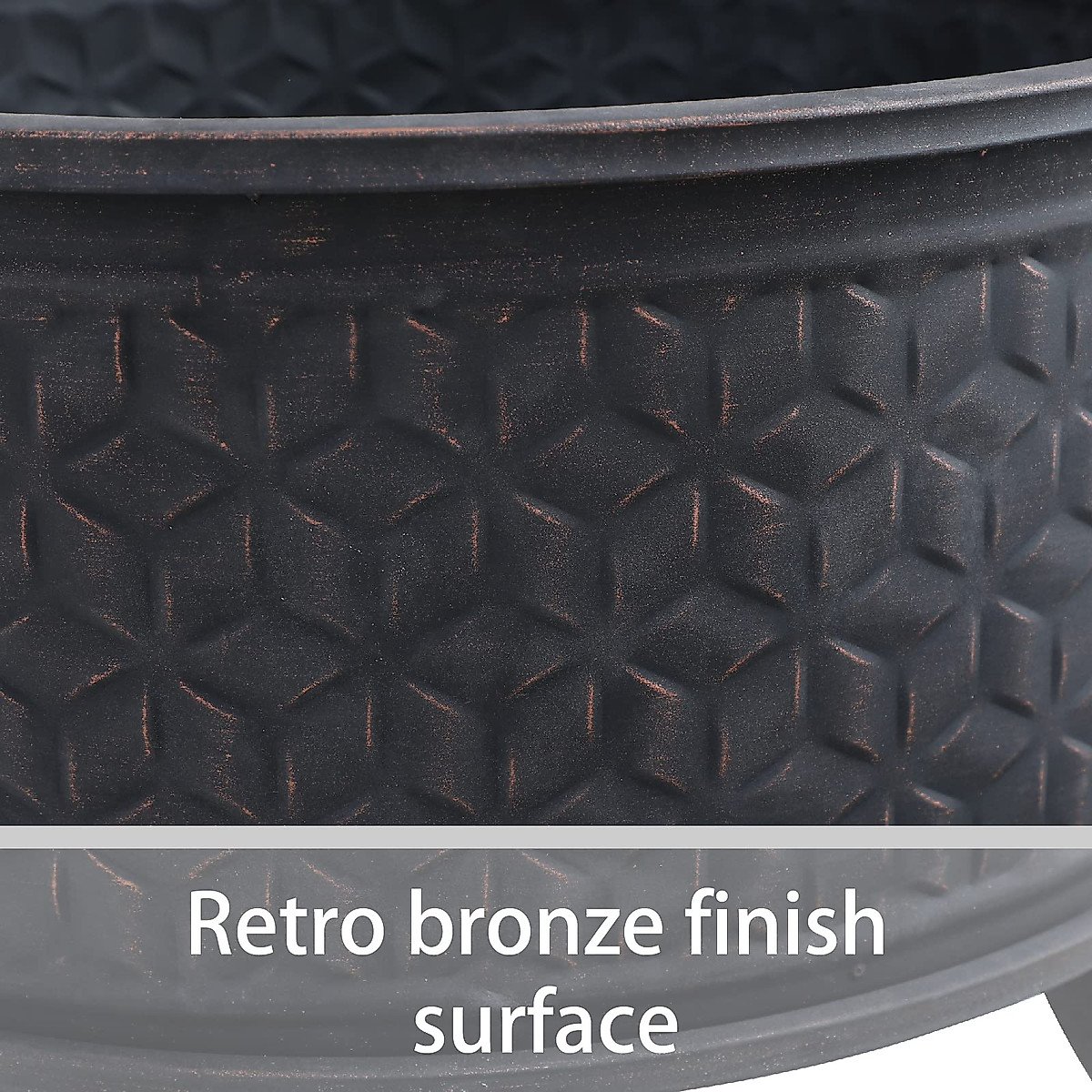 Wood Burning Fire Pit for Outside Antique Bronze 26 Inch Firepit Large Round Fire Pit Bowl with Poker & Spark Screen for Patio Lawn Backyard 4 Leg & Bronze Finish