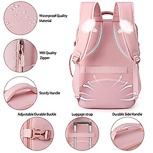 Travel Backpack for Men Women 17 Inch Flight Approved Carry on Backpack Waterproof Large 40L Luggage Daypack Business College Weekender Overnight Laptop Backpack with 3 Packing Cubes, Pink