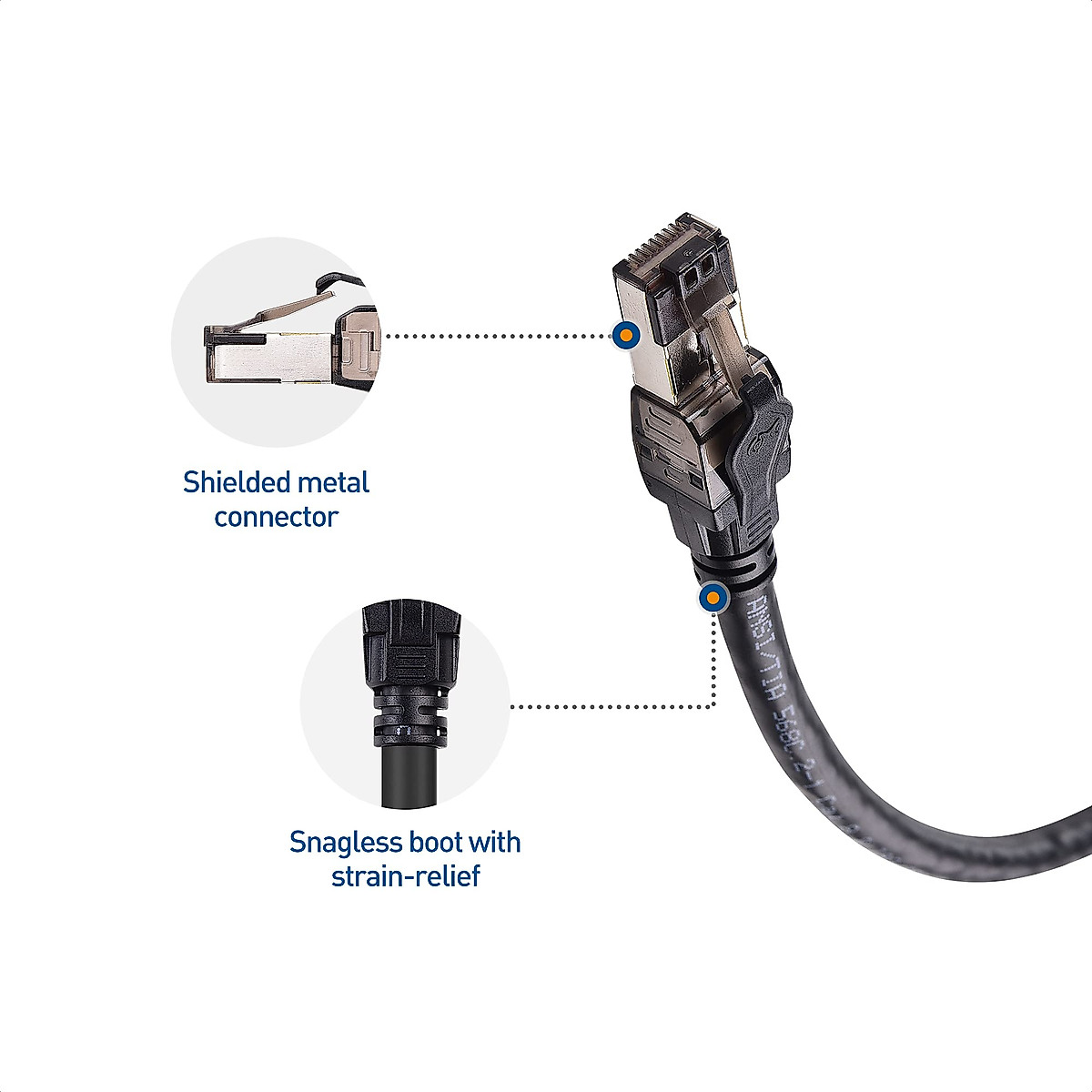 Cable Matters 40Gbps Short Cat 8 Ethernet Cable 3.3 Feet / 1m (Shielded Cat8 Ethernet Cable, Cat 8 Cable, Category 8 S/FTP Cable) in Black, up to 40Gbps