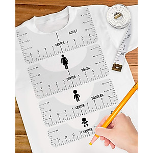 T Shirt Alignment Tool , Acrylic T-Shirt Ruler Guide to Center Designs for Vinyl and HTV Alignment Tool (Style B- 4PCS)