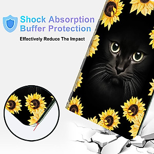 Case for All-New Fire HD 10 Tablet (7th/9th Generation,2017/2019 Release),with Adjustable Stand & Auto Wake/Sleep Feature Smart Protect Cover for Fire HD 10.1 inch - Sunflower and Black Cat