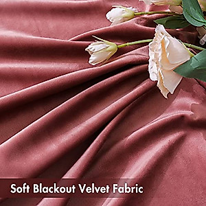 MIULEE Dusty Rose Velvet Curtains 84 inch Long and 100% Blackout Velvet Curtains