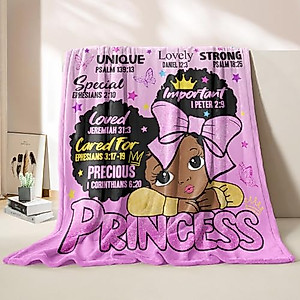 OIIJZzy African American Black Girl Blanket for Kids, Black Girl Magic Blanket for Baby Toddler, Afro Princess Throw Blanket for Sofa Bedroom Birthday Gift Decor 60"x50"