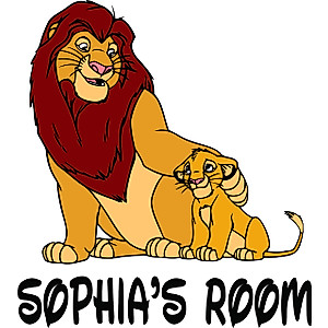 Lion King Movie Cartoon Children Custom Personalized Name Sticker Animated Movie Wall Decals for Kids Bedroom / Boys Wall Decor Vinyl Sticker Art Simba Zazu Family Size 20x20 inch