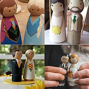 GACYSMD Wooden Peg Dolls Set 55pcs of Natural Unfinished Peg People Family, Unpainted Wooden Peg Dolls Unfinished Figures Mini peg People Wooden for Arts and Crafts