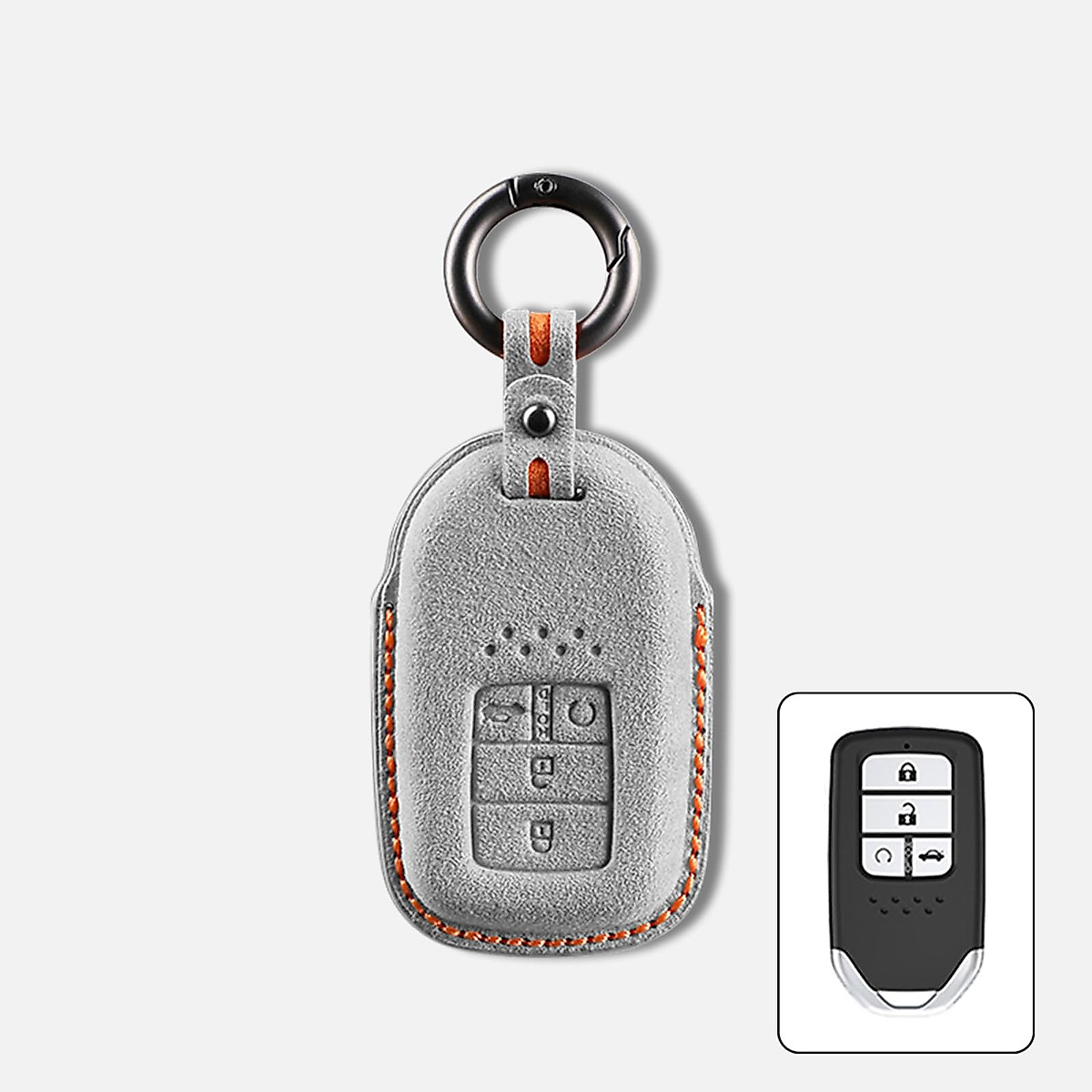 FDAIUN Car Key Bag Key Chain Holder For Honda Civic 11 Three-dimensional Key Fob Holder Auto Key Case Protector (Grey)