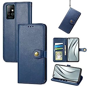 ZXL Magnetic Stand Flip Protective Cover Retro Style PU Leather Flip Case with ID & Credit Card Slots Cash Pockets Stand Holder Case for Infinix Note 8 Blue
