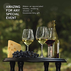 Bormioli Rocco 14.75 oz White Wine Glasses (Set Of 4): Crystal Clear Star Glass, Laser Cut Rim For Wine Tasting, Elegant Party Drinking Glassware, Restaurant Quality