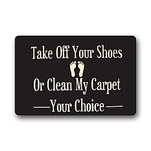 MDadorn Take Off Your Shoes Or Clean My Carpet Rubber Door Mat Indoor Outdoor Floor Mats for Entryway 15.7" x 23.6" Garden Rug Waterproof Felt Non-Slip Entrance Doormat Rubber Backing
