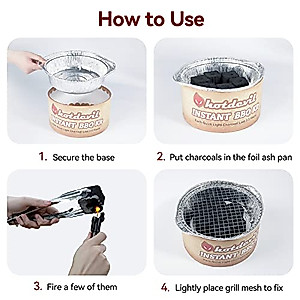 HOTDEVIL Portable Disposable Charcoal Grill Kit Ready-To-Go 1-3 person Camping BBQ Bundle with Instant Hardwood Lump Charcoals Disposal Venture Steak Grilling for Outdoor Barbecue Party Travel Picnic…