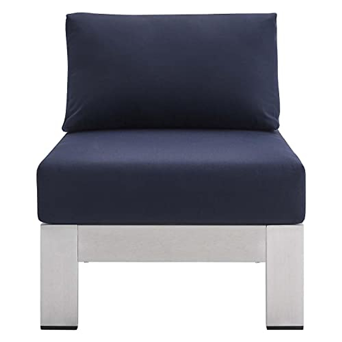 Modway EEI-4227-SLV-NAV Shore SunbrellaPatio Chair in Silver Navy