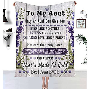 Nice Gifts Love Letter to Aunt Like A Mother Warm Blanket Lavender Quote Soft Fluffy Flannel Throw Blanket Birthday Present Travel Sofa Bedroom Home Decor 50"x60"(to My Aunt-Light Purple, 50"x60")