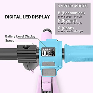 Qmwheel M2 Pro Kids Electric Scooter Smart LED Display, Adjustable Height,150W Motor 3-10mph Speed Limit, Colorful Deck Lights,Rear Foot Brake, Safety Electric Scooter for Kids Age 6-13.