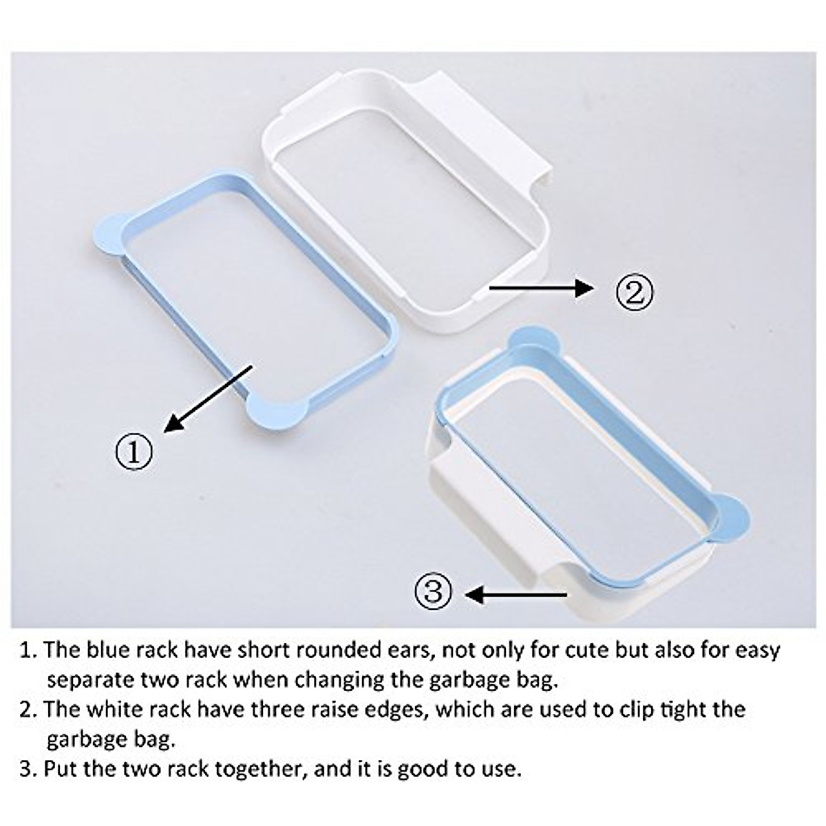 In kds Trash Rack Bin Liners Holder Garbage Bag Hanger for Kitchen Cupboard Tailgate (Blue)