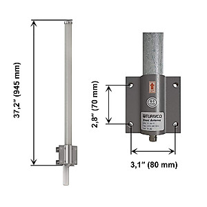 WiFi Outdoor Omni Antenna Gain 12dB 2.4Ghz Roof Mount (3 Feet Long) Wireless Network Extender/Repeater Range Pole(N-Female Cable Connector) House/RV/Camping/Boat Signal Amplifier Tupavco TP551