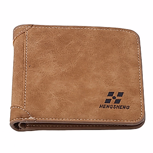 Iumer Men's Wallet Slim PU Rfid Blocking Simple Design Bifold Side Flip Front Pocket Wallets,Brown