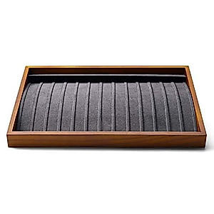 Oirlv Wood 13 Grids Necklace/Bracelet/Pendant Display Tray Jewelry Drawer Organizer Stackable Jewelry Trays(Grey)