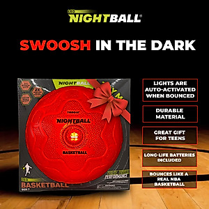 Nightball Basketball LED Light Up Basketballs - Glow in The Dark Glow Ball Basketball Gifts - Outdoor Basketball and Indoor Basketball - Gifts for Teenage Boys-Gift for Teen (Red)