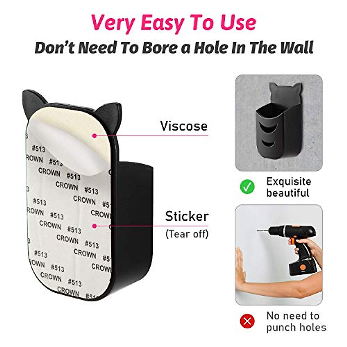 Bedycoon Pink Silicone Protective Soft Cases Covers with Wrist Strap and Remote Holder with Adhesive for RC280 TCL Roku TV Remote Control Cat Ear Shape Design Cute