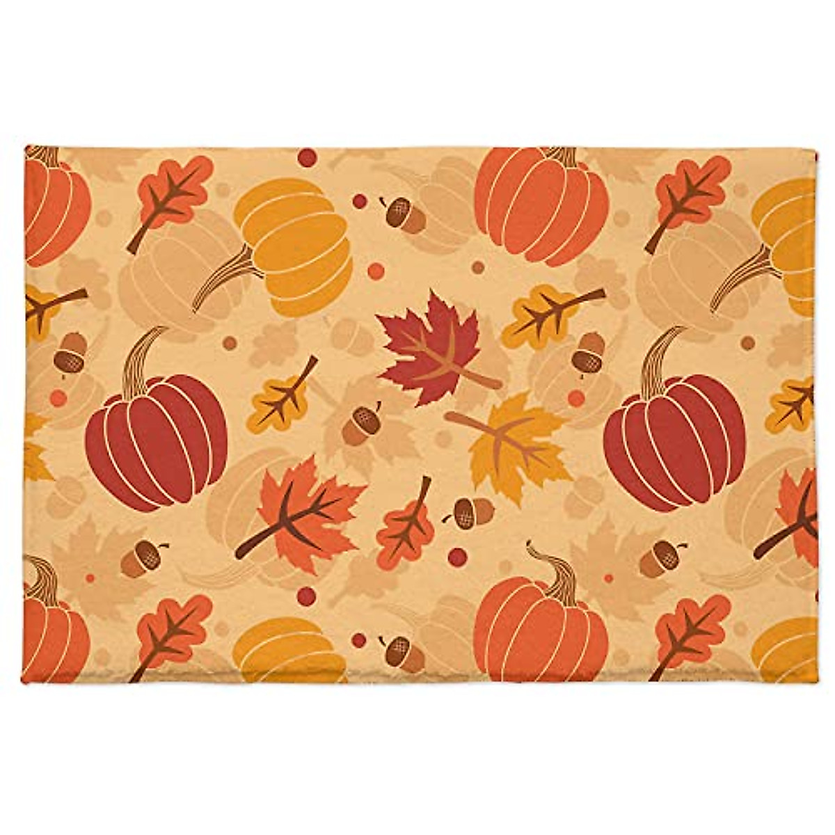 Thanksgiving Pumpkin Doormat Fall Soft Shag Non Slip Bath Rugs,Maple Leaf Seamless Entryway Fuzzy Carpet,Farm Berry Indoor Floor Cozy Mats,Washable Door Mat Entry Rugs for Bedroom Kitchen 24x35in