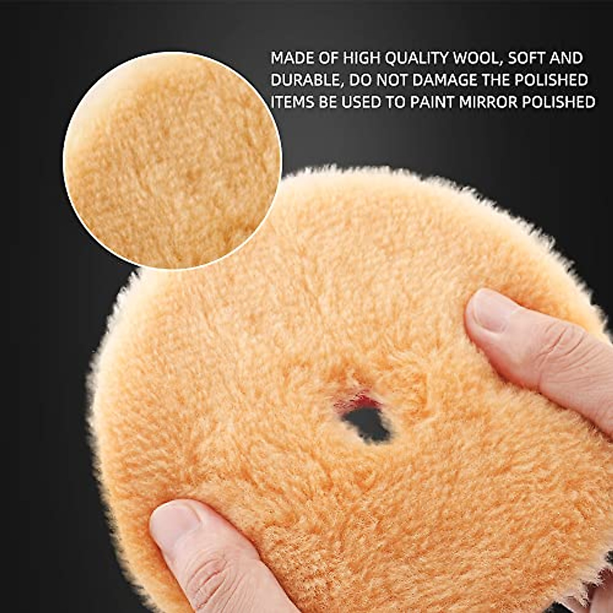 SPTA Wool Polishing Pads, 2Pcs 6 Inch (150mm) Wool Cutting Pad, Yellow Wool Buffing and Polishing Pad Set, Wool Buffing Wheel for Medium Cut for 6 Inch Car Polisher Polishing, Buffing and Cutting