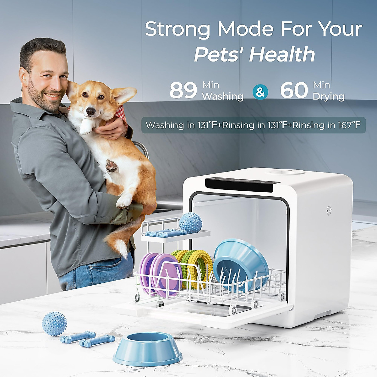 EUHOMY Portable Dishwasher Countertop, 8 Programs Dishwasher with 5L Built-in Water Tank and Drain Hose, Countertop Dishwasher No Hookup with 8 Modes with Self Clean & Baby Care, Dish Washer for RVs