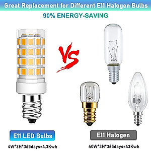 2-Pack E11 LED Bulb JD E11 Candelabra Light Bulb 4W Equivalent 40W Halogen Bulb T4 Edison Screw Candle Mini Candelabra Base,for Chandeliers, Sconce, Cabinet Lighting AC120V Warm White 3000K