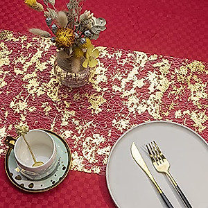 WELTRXE Gold Table Runner, Glitter Metallic Gold Thin Mesh Table Runner Roll 11 Inch x 16 Feet, Event Party Supplies Fabric Table Decorations for Wedding, Bridal Shower, Baby Shower, Birthday Party