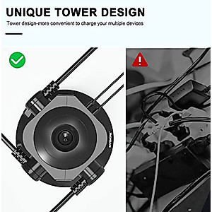 4 Side Power Strip Tower SAFEMORE with 7 Widely Outlets / 2 USB Ports, Flat Plug 6ft Charging Station for Home & Office (Black)