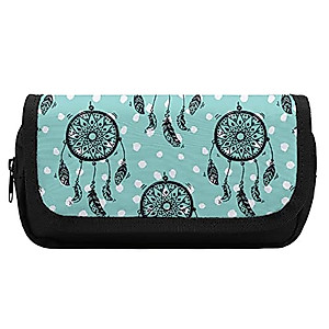 Native Dreamcatcher Pencil Case with Two Large Compartments Pocket Big Capacity Storage Pouch Pencil Bag for School Teen Adult