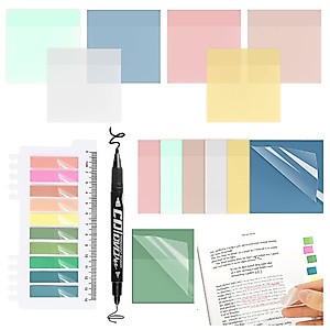 550 Pcs Transparent Sticky Notes, 3x3" Clear Sticky Notes with Marker, 2023 Planner XURISEN 9 Pack 2X Sticking Power Translucent Sticky Note Pads for Book Notes Highlights, Clean Removal