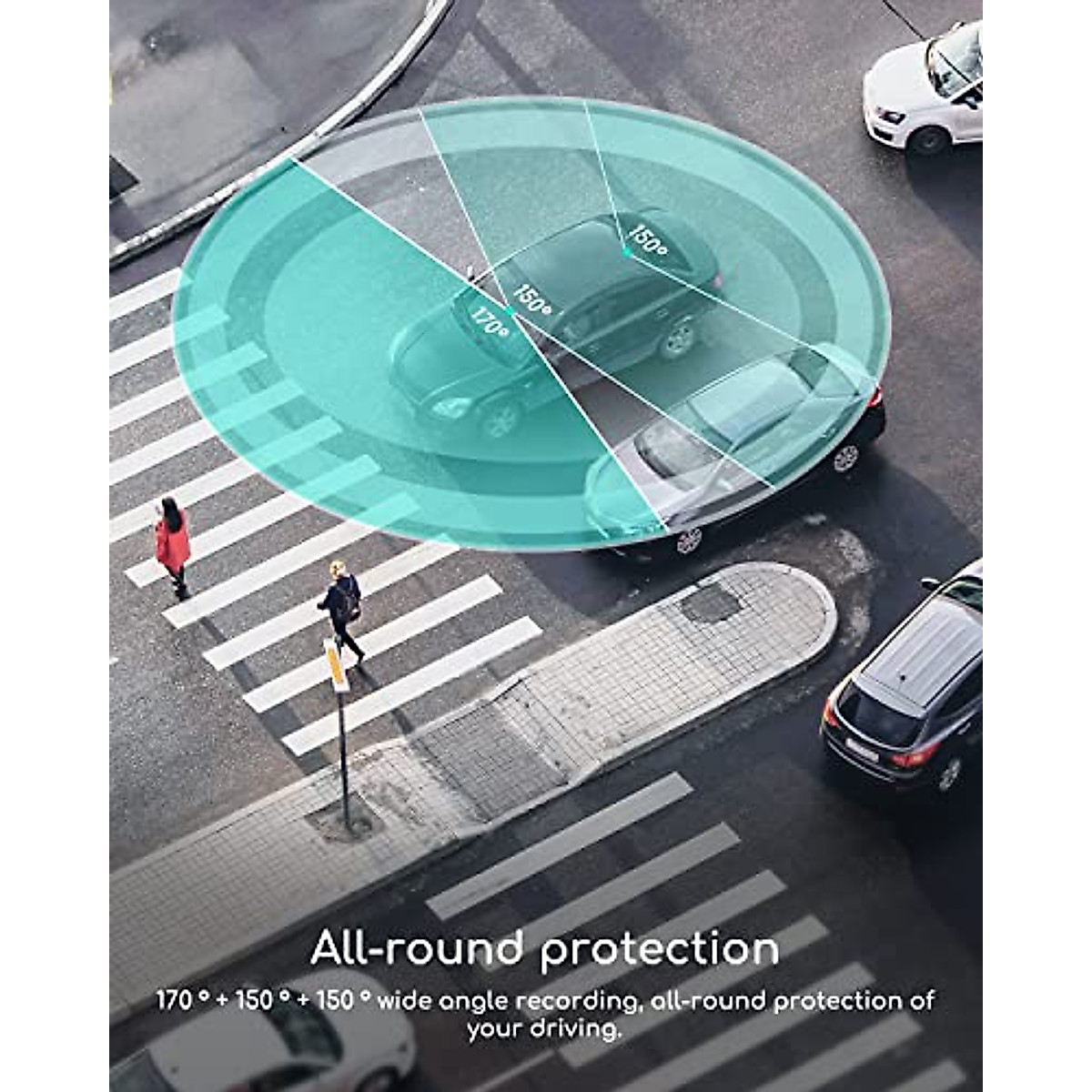 COOAU 2.5K Dash Cam Front and Rear Inside, 2.5K+1080P+1080P 3-Channel Dash Cam, Build-in GPS Wi-Fi, Dash Camera for Cars with Super IR Night Vision, 24-HR Parking Mode, Supports 512 GB Max (D50)