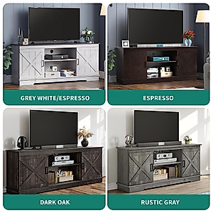 YITAHOME TV Console for 65 Inch TV, Farmhouse TV Stand with Double Barn Doors and Storage Cabinets, Mid Century Modern Media Console Table TV Cabinet for Living Room, 59 Inches, Dark Oak