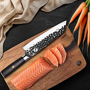 imarku Chef Knife Japanese Forged Knife 7.5 Inch High Carbon German Stainless Steel Meat Cleaver Knife Kitchen Kiritsuke Knife for Home and Restaurant Christmas Gift for Men and Women