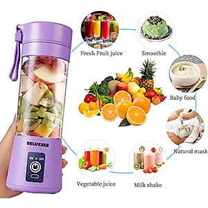 Portable Blender,Personal Blender for Shakes and Smoothies,Personal Size Blenders with USB Rechargeable Mini Fruit Juice Mixer, Mini Juicer Smoothie Blender Bottles Travel 380ML (Purple, 380 ml)