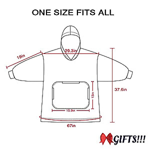 CareGabi Oversized Blanket Hoodie, Sherpa Wearable Blanket, Reversible Blanket Sweatshirt with Pocket for Women Adult Men, 12USWWBY001CYS
