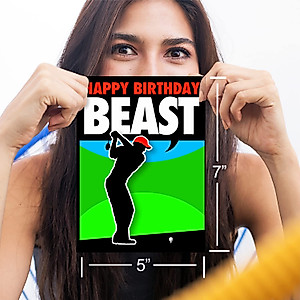 Play Strong Golf Beast Birthday Card 1-Pack (5x7) Golf Sports Birthday Cards Greeting Cards - Awesome for Golfers, Coaches and Fans Birthdays, Gifts and Parties!
