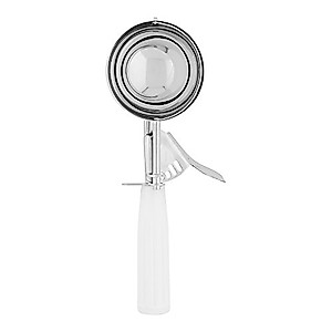 Met Lux 4.66 Ounce Portion Scoop, 1 Durable Cookie Scoop - #6, With White Handle, Stainless Steel Disher, For Portion Control, Scoop Cookie Dough, Cupcake Batter, or Ice Cream - Restaurantware