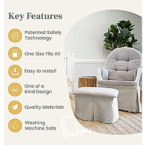 Glider Skirt, Universal Fit Safety Skirt for Glider Chair and Ottoman for Nursery, Baby Proofing Pinch Guard, Glider Chair and Ottoman Sold Separately, Lunar Grey Color