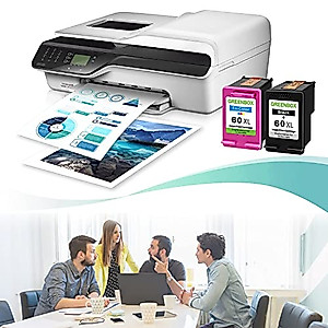 GREENBOX Remanufactured 60XL Ink Cartridges Replacement for HP 60 XL 60XL Combo Pack for PhotoSmart C4780 C4680 C4795 C4640 Deskjet F4480 F4440 F2430 F4280 Envy 110 120 111 114 (1 Black 1 Tri-Color)