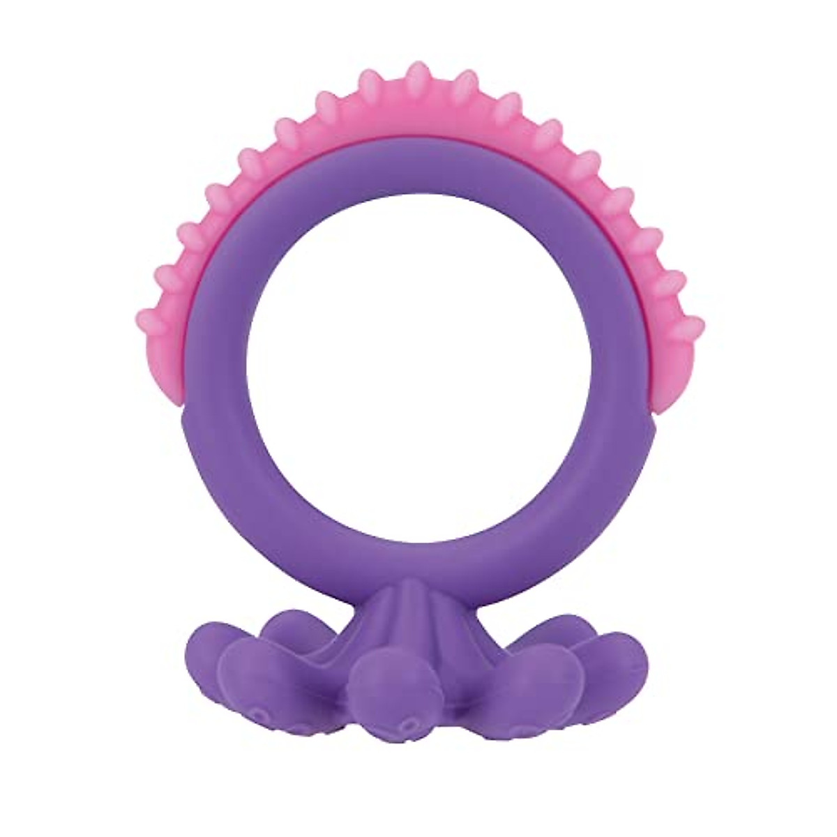 Nuby Geo Zoos Massaging Teether - Baby Teething Toy - Soft Easy Grip - 3+ Months - Purple Octopus
