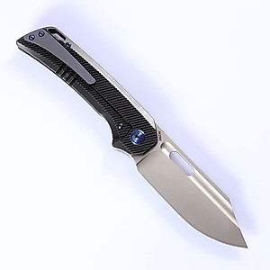 JEABROTHER folding knife with clip, M390 steel blade, backpack, camping, pocket knife, anti slip titanium alloy handle, lightweight EDC gentleman pocket knife