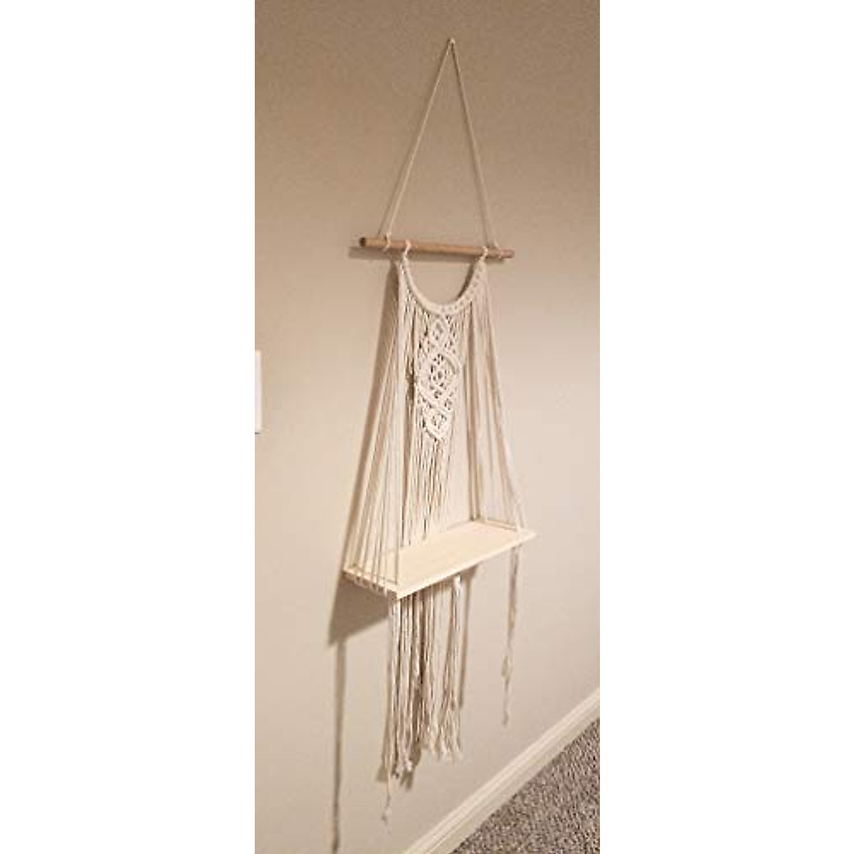 Shaelin Home, Macrame Shelf, Macrame Wall Hanging Shelf, Boho Decor, Floating Shelf, Boho Hanging Shelf, Beach House Wall Decor, Wall Shelves, Macrame Boho Decor, Hanging Plant Shelf