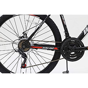 26 inch Mountain Bike, 21-Speed Mountain Bicycles, Comfort MTB with Front Suspension and Disc Brakes, Mens and Womens Commuting City Road Bike (Black Red)