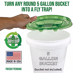 Billy-Bob Fly-Lid 5 Gallon Bucket Fly Lid (2 Pack) Turn Any 5 Gallon Bucket into a Fly Trap!