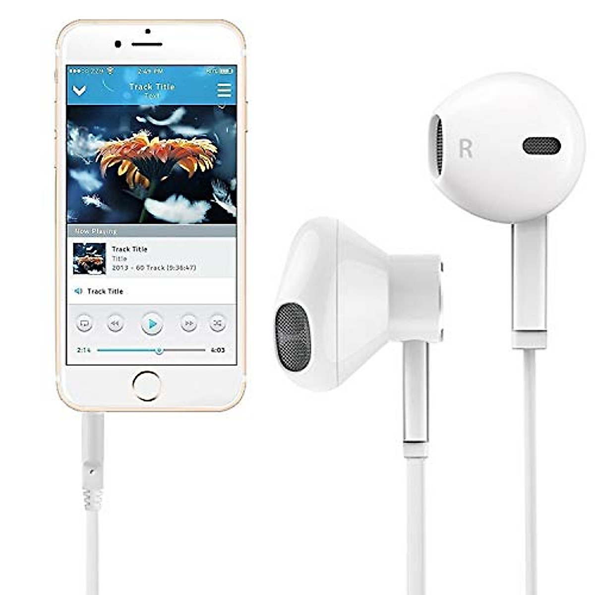 Headphones with Microphone Certified in-Ear Headphone 3.5mm Noise Isolating Earphones Headset for Laptop Tablet Android Smartphones (White) 1-Pack