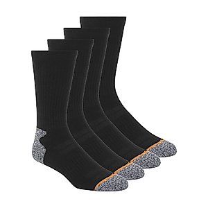 Weatherproof Mens 4 Pack Terry Crew Socks, Black, 10-13 US