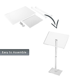 Goyappin Acrylic Podium Stand, Clear Podium,Pulpits for Churches,Transparent Presentation Lectern,for Churches, Weddings, Classroom, Conference ,23.6" L x 15.7" W x 42.3" H